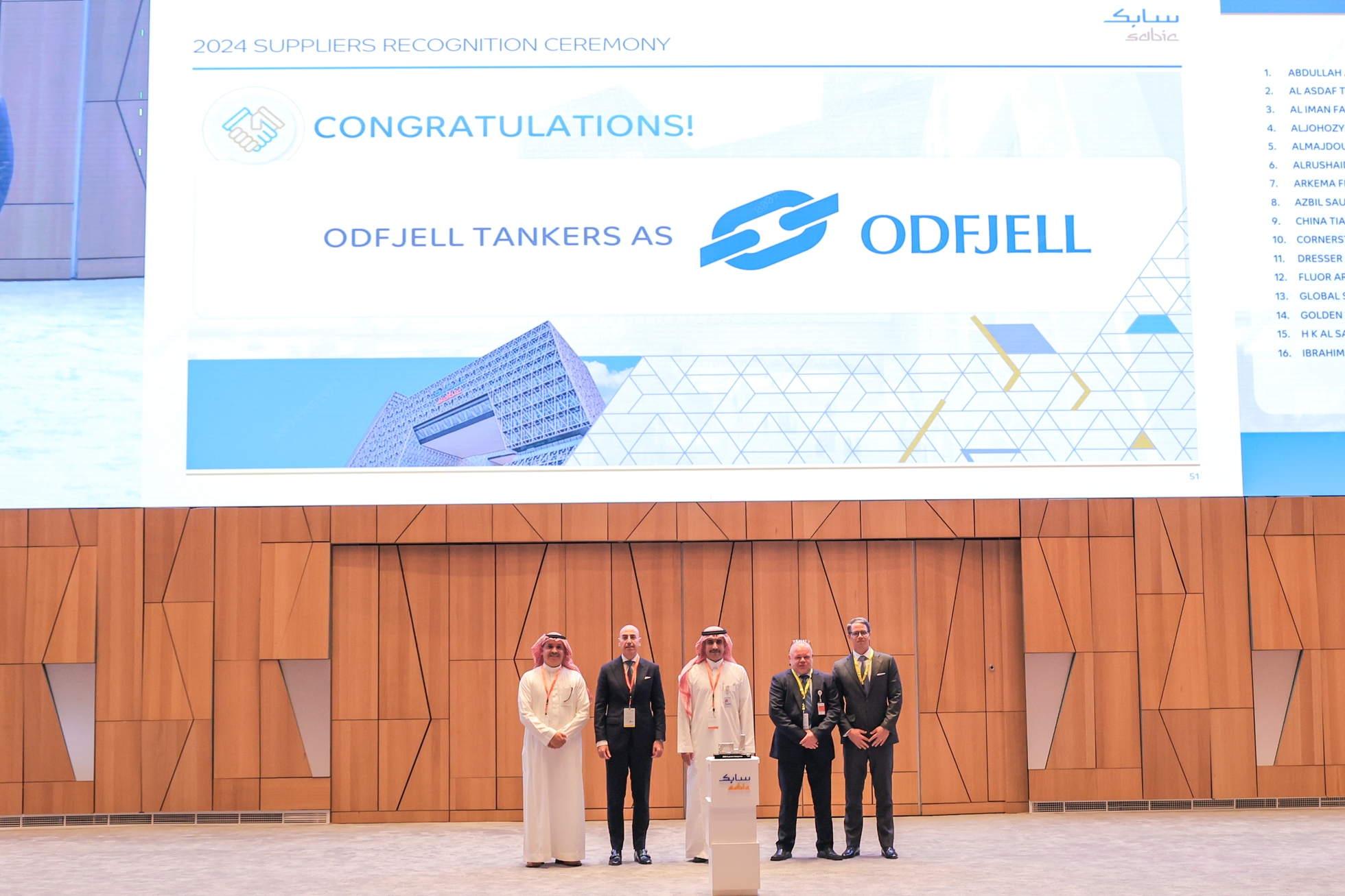 Odfjell honored with Best Tanker Operator Award 2024 from SABIC for ...